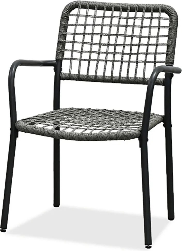 Balkónový set 1+2, stůl, židle umělý ratan barva antracit, kov antracit (58 x 57) cm