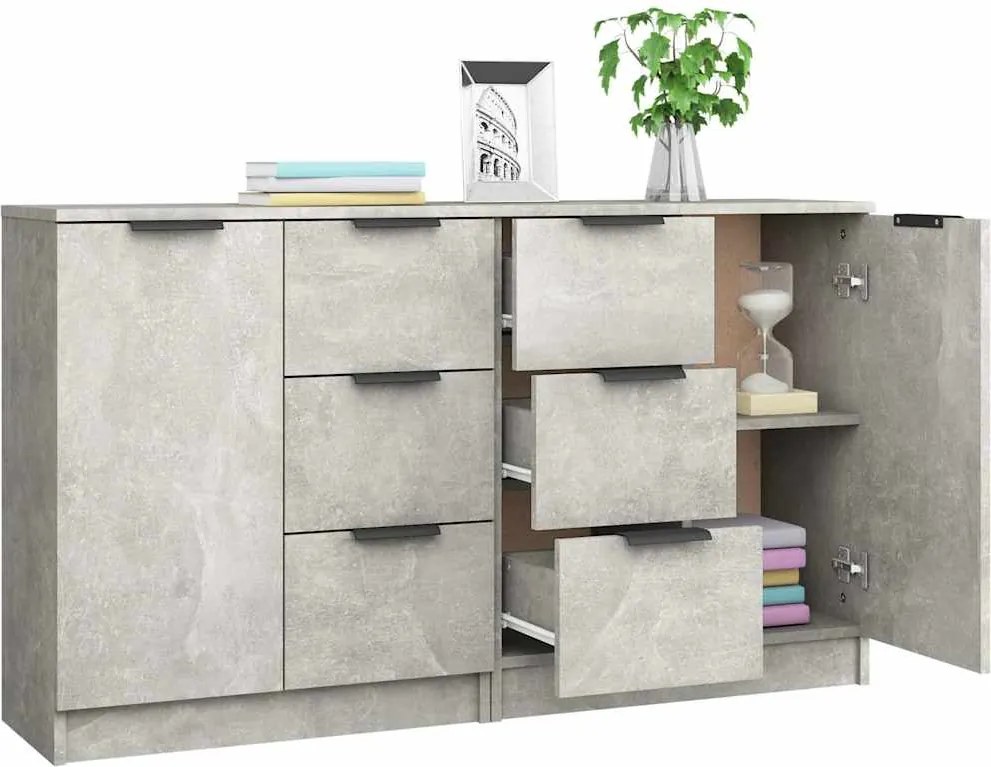 Příborníky 2 ks betonově šedé 60 x 30 x 70 cm kompozitní dřevo 3115791