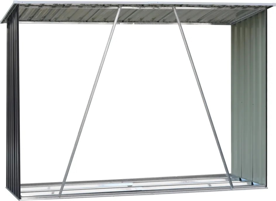 Přístřešek na dřevo, antracit/bílá, 217x82x154 cm, DARYL TYP 2