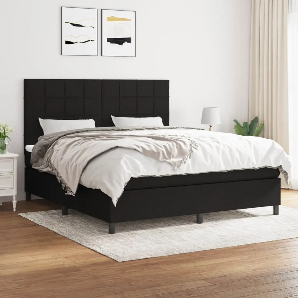 Box spring postel s matrací černá 160x200 cm textil 3141787