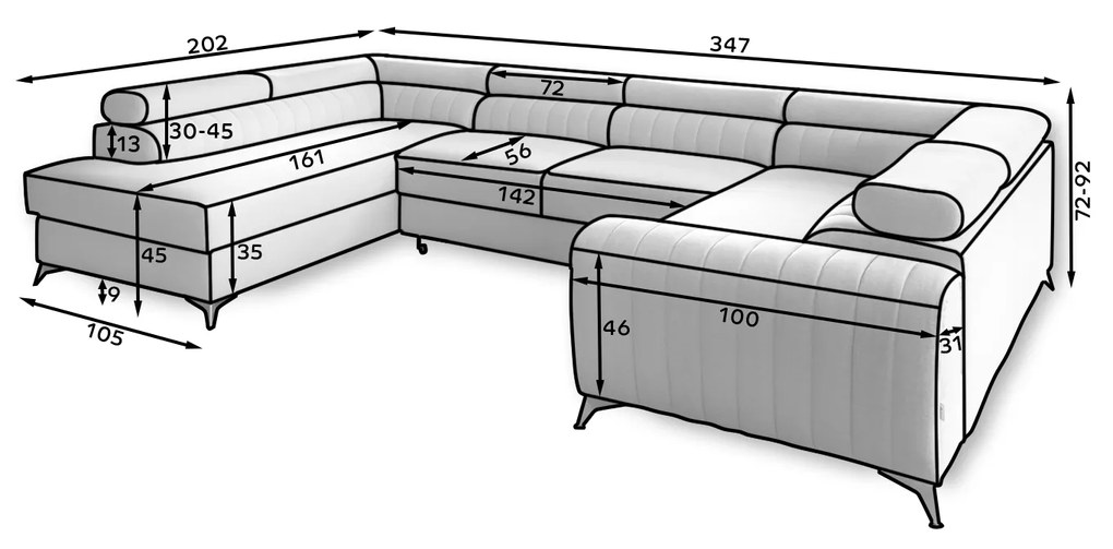 Eltap Sedací souprava Louis Materiál a barva potahu: Nube 35 - tmavě zelená, Orientace: levá