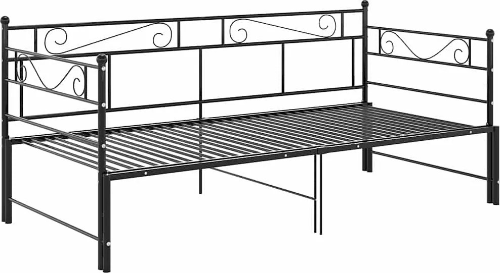 Rám vysouvací postele/pohovky černý kovový 90 x 200 cm 324770
