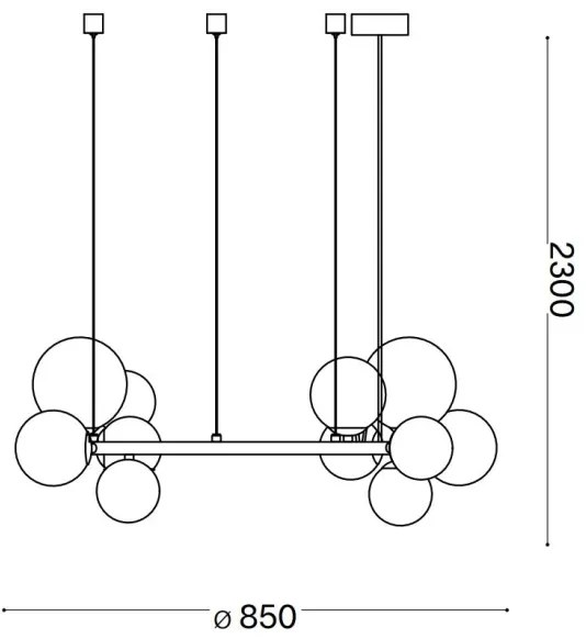 Ideal Lux - LED Lustr na lanku PERLAGE 14xG9/3W/230V pr. 85 cm zlatá/kouřová