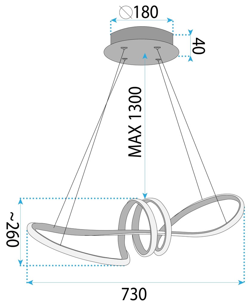 Toolight Toolight, LED závěsné osvětlení 120cm, 48W, 3000K, LHJ036-CP, zlatá, OSW-50016