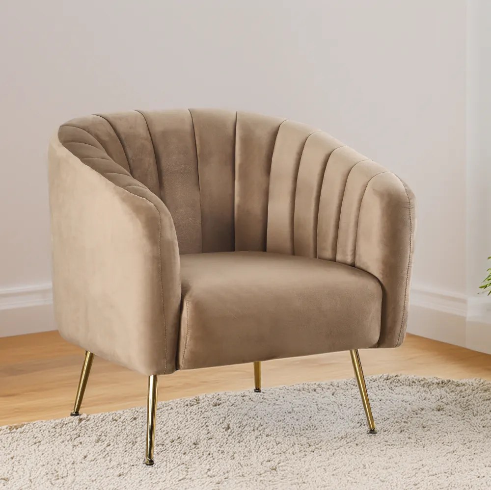 Designové křeslo, hnědá Velvet látka/gold chrom-zlatý, BAGY