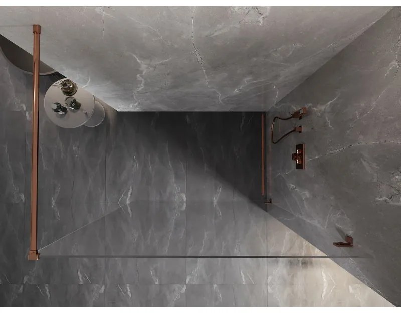 Mexen Lunar sprchová stěna pravá 110 x 200 cm, 8mm čiré sklo, růžové zlato, 830-110-000-60-00-P