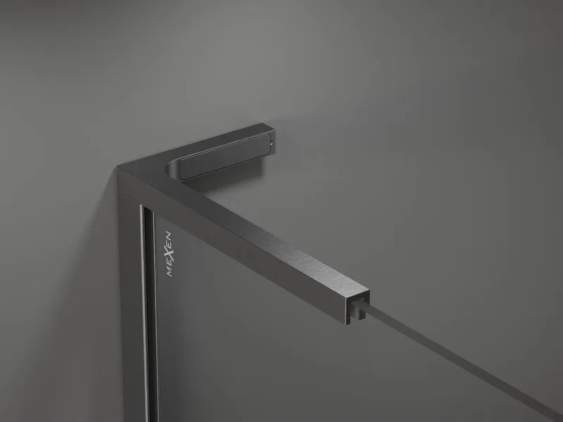 Mexen Velar L, sprchový kout s posuvnými dveřmi 90 x 80 cm, 8mm sklo námraza, grafit broušený, 871-090-080-33-66
