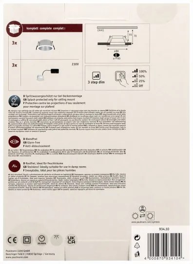 Paulmann 93410 - SADA 3xLED/6,5W IP44 Stmívatelné koupelnové svítidlo COLE 230V