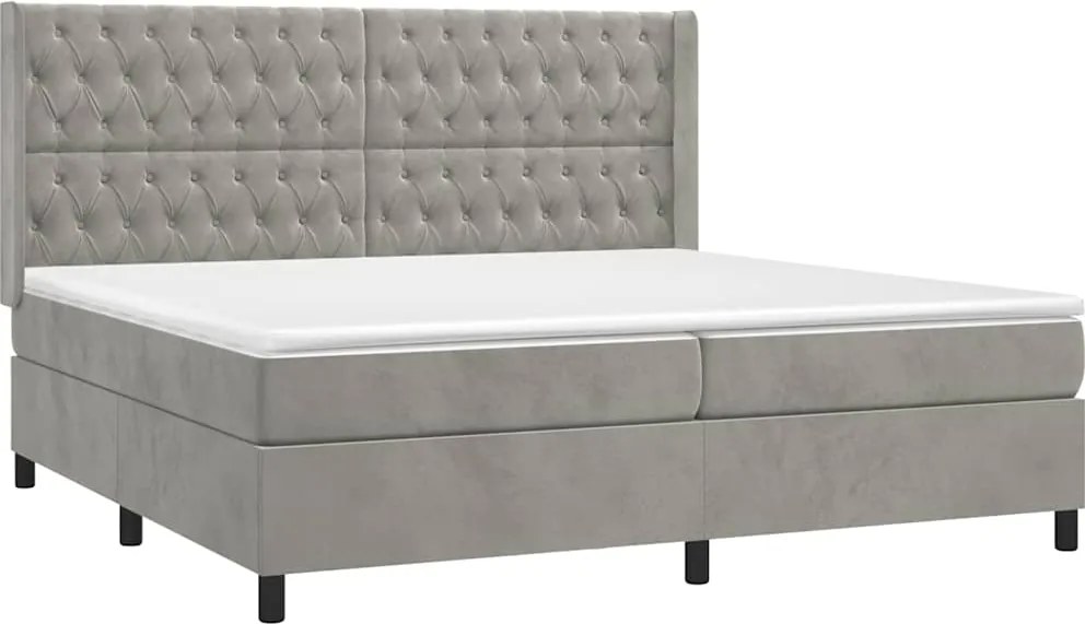 Box spring postel s matrací světle šedá 200x200 cm samet 3132879