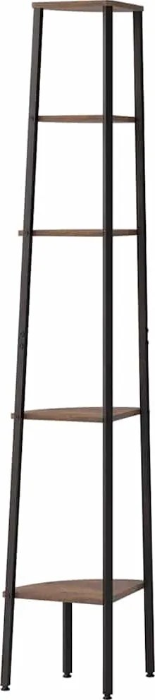 5patrová rohová police tmavě hnědá a černá 45,5 x 31,5 x 180 cm 336395