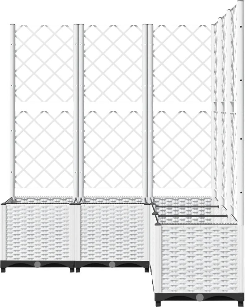 Zahradní truhlík s treláží bílý 120 x 120 x 136 cm PP 153288