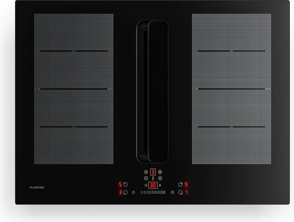 Klarstein Indukční varná deska ChefFusion s digestoří | 4 varné zóny | 7200 W | 504,3 m³/h | 70 cm