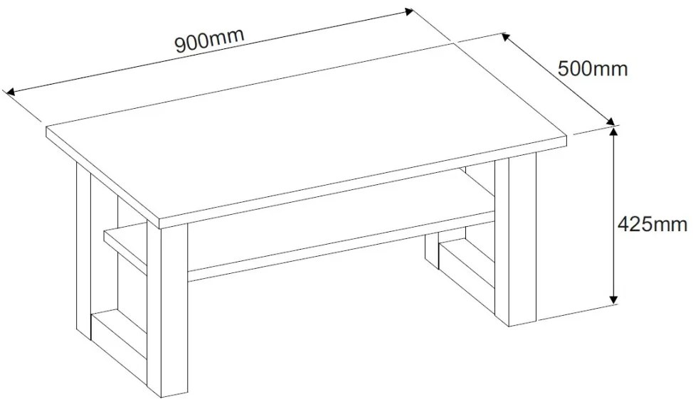 Obdélný konferenční stolek Seattle, dub artisan/antracit