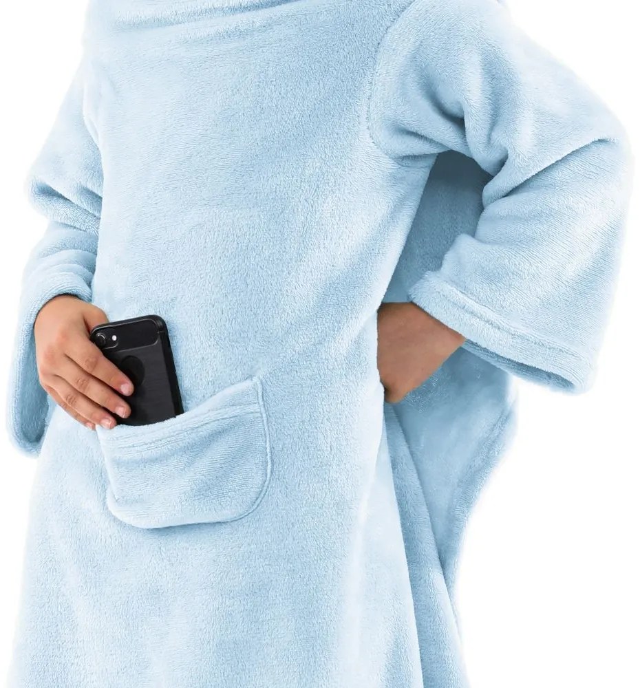 Dětská deka s rukávy DecoKing Lazy světle modrá