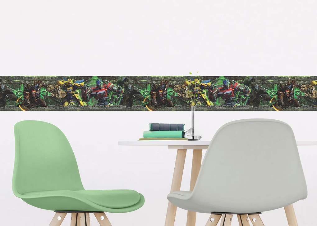 Dětská samolepící bordura na zeď Transformers Útok | 5 m x 13.8 cm | DWBD8037