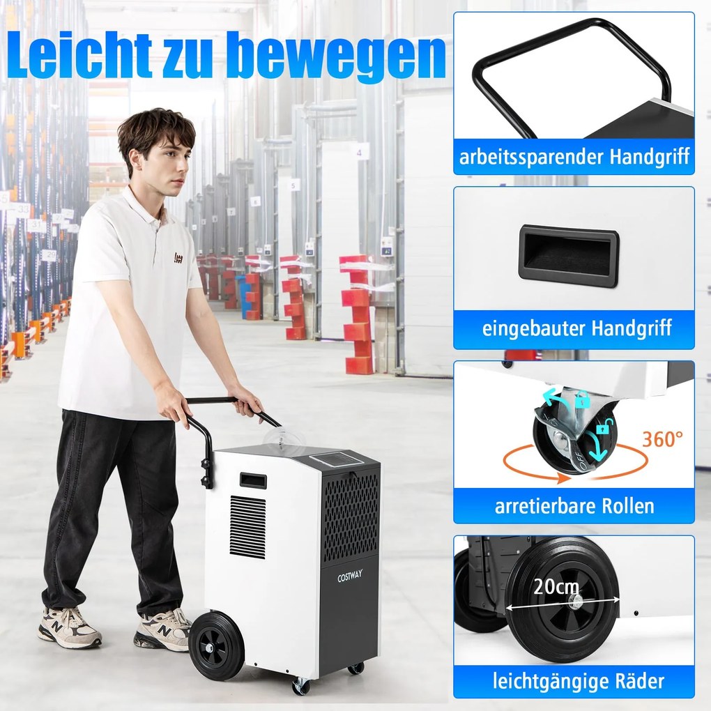 Costway 73 L/Den komerční odvlhčovač Průmyslová stavební sušička