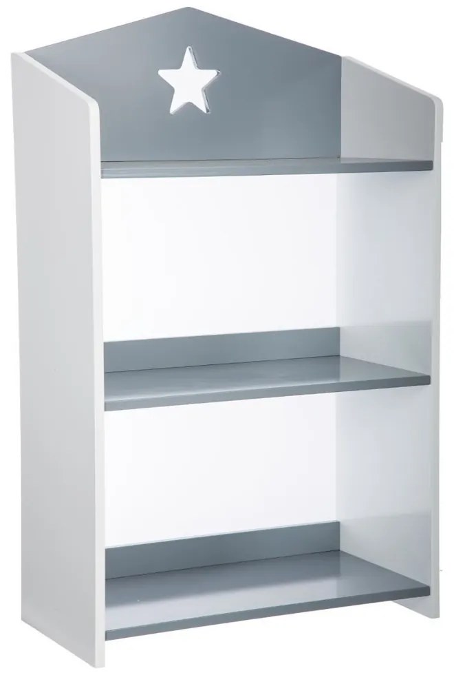 Regál, šedá knihovna, skříň, skladovací police, organizér, šedý regál, 3 úrovně, 48 x 24 x 78 cm (3560238909829)