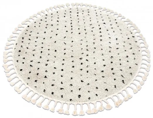 Dywany Łuszczów, Kusový koberec Berber Syla B752 dots cream kruh, 160x160 (průměr) kruh, bílá, chodba / předsíň