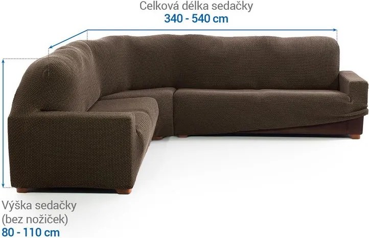 Super strečové potahy NIAGARA tabáková rohová sedačka (š. 340 - 540 cm)