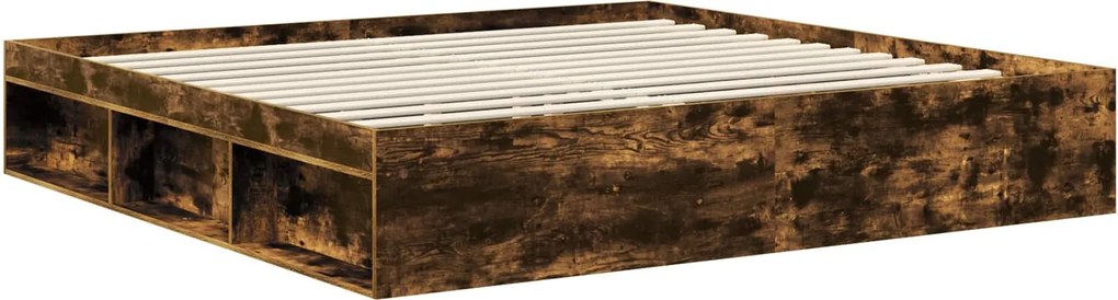 Rám postele Kouřový dub 200 x 200 cm Masivní borové dřevo 3411708
