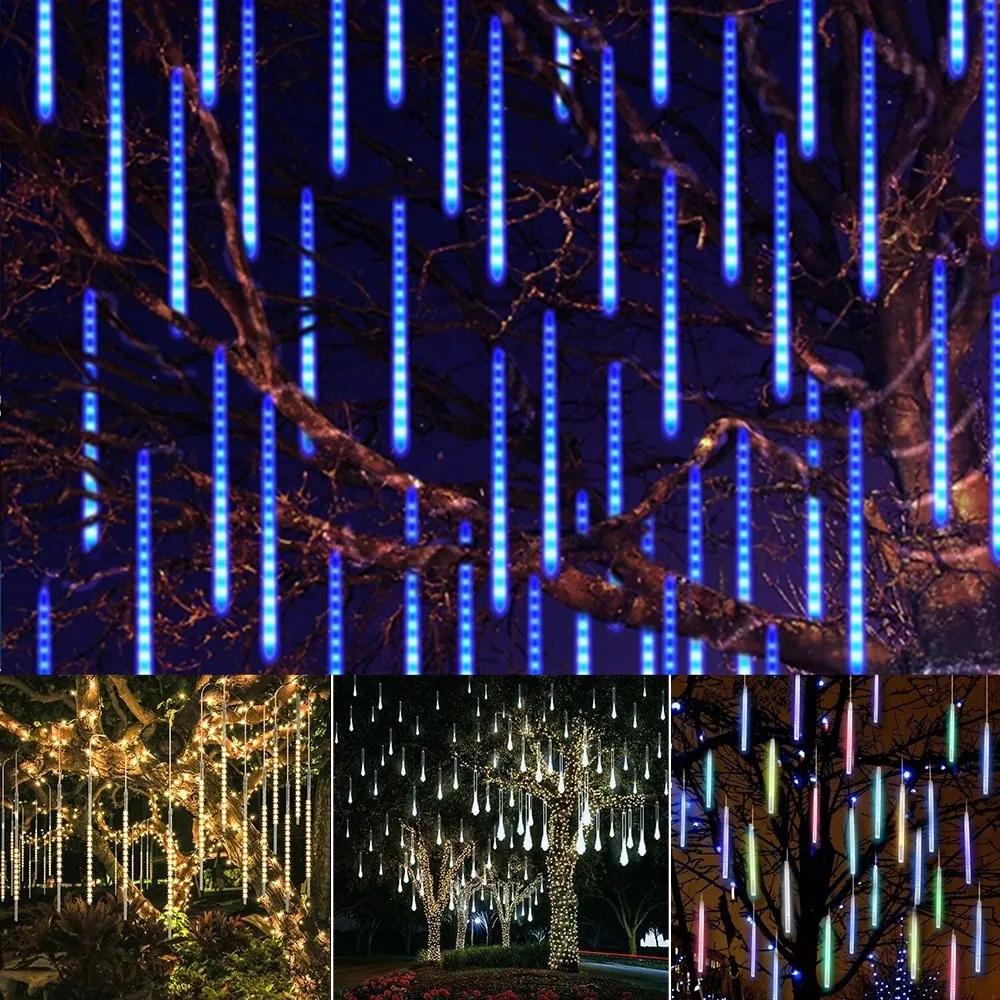 Vánoční LED kapající rampouchy - 8ks, 30cm, různé barvy na výběr Barva: Různobarevná