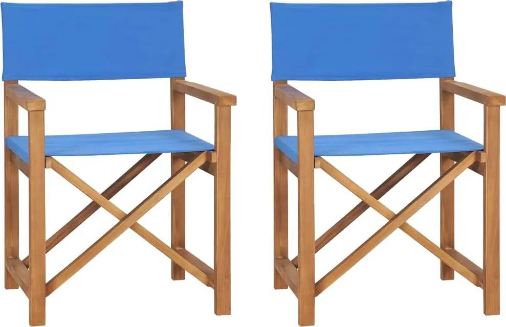 vidaXL Skládací režisérské židle 2 ks masivní teakové dřevo [360087] Barva: Zelená