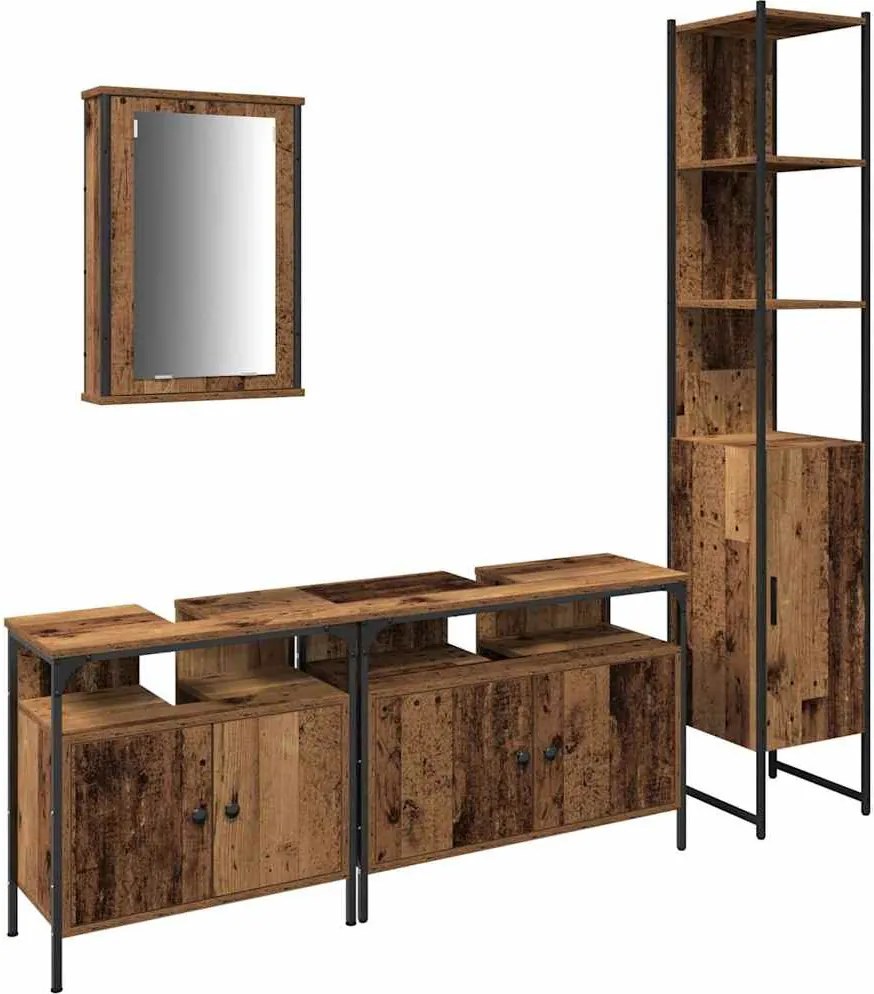Sada koupelnového nábytku 4 ks Staré dřevo 33 x 33 x 185,5 cm 3332589