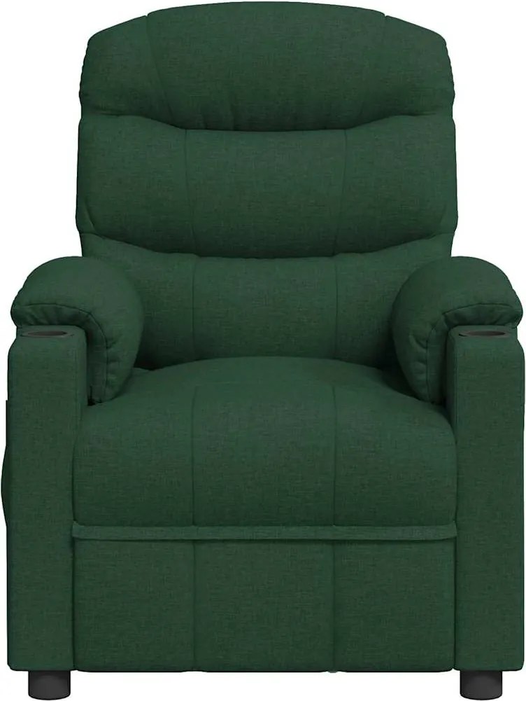 Elektrické masážní křeslo tmavě zelené textil 3143509