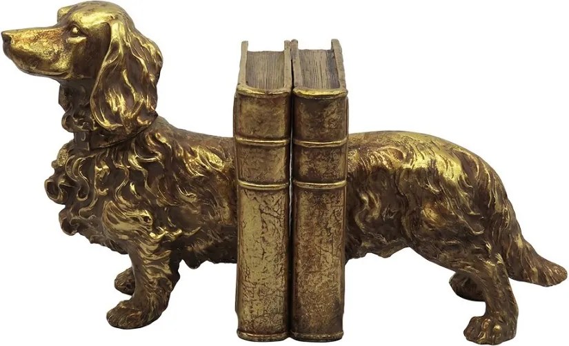 Zlaté antik zarážky na knihy jezevčík Dachshund Antique - 38*12*21 cm