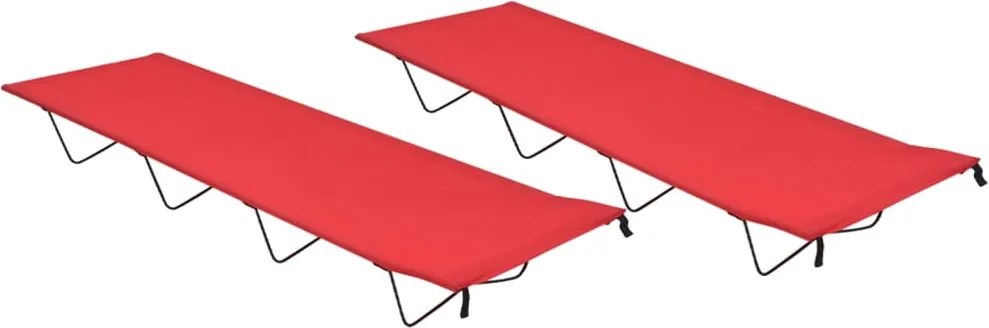 Kempingové postele 2ks 180x60x19cm oxfordská látka ocel červené 312485