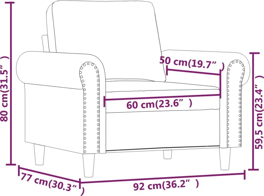 vidaXL Křeslo 60 cm umělá kůže [359494] Barva: Šedá