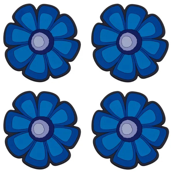 Bellatex Podtácek sada 4 ks 10x10 cm 4ks Květ modrá