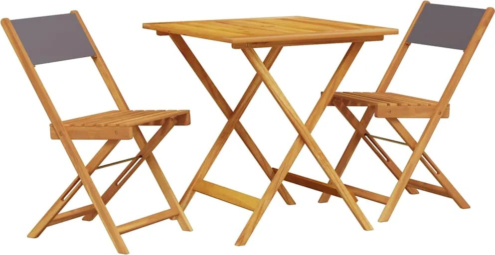 3dílný bistro set antracitový textil a masivní dřevo 3281869