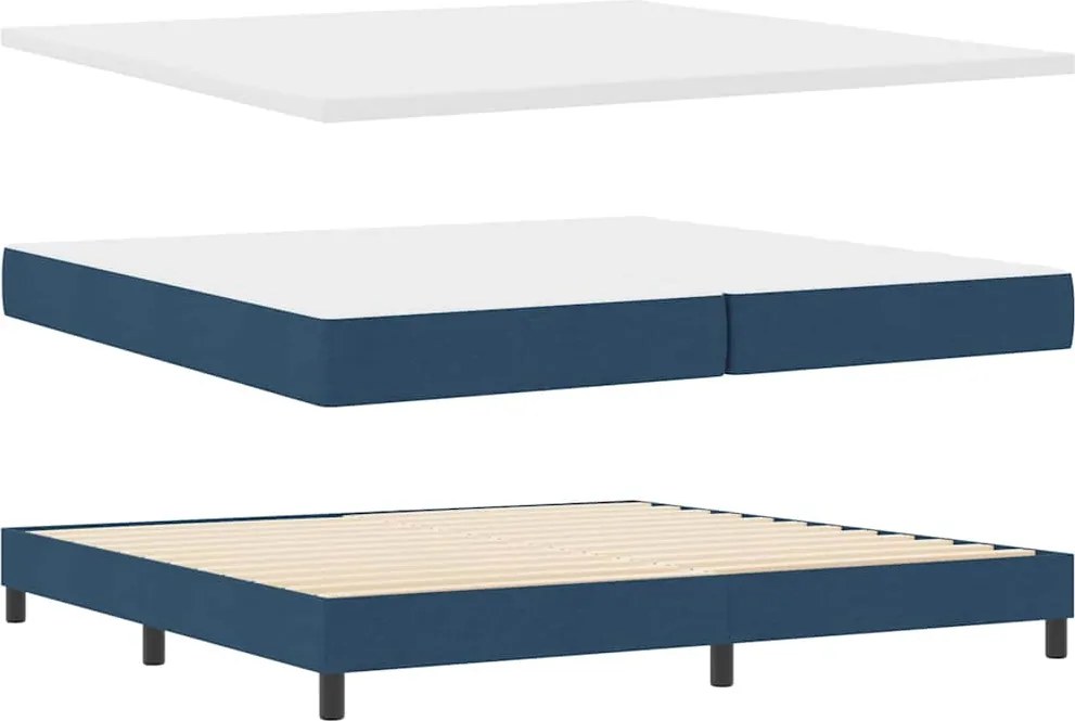 Postel s boxspringem s čelo Modrá 200 x 200 cm textil 3340051