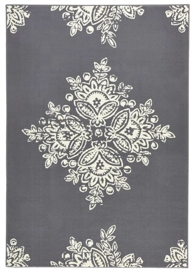 Šedo-bílý koberec Hanse Home Gloria Blossom, 160 x 230 cm