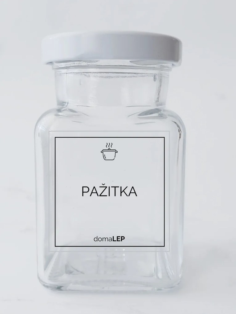 Samolepka na kořenky PAŽITKA průhledná 5 × 5 cm základní písmo