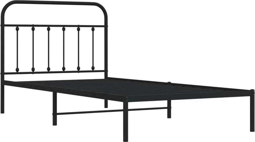 vidaXL Kovový rám postele s čelem 107 x 203 cm [352574] Barva: Černá