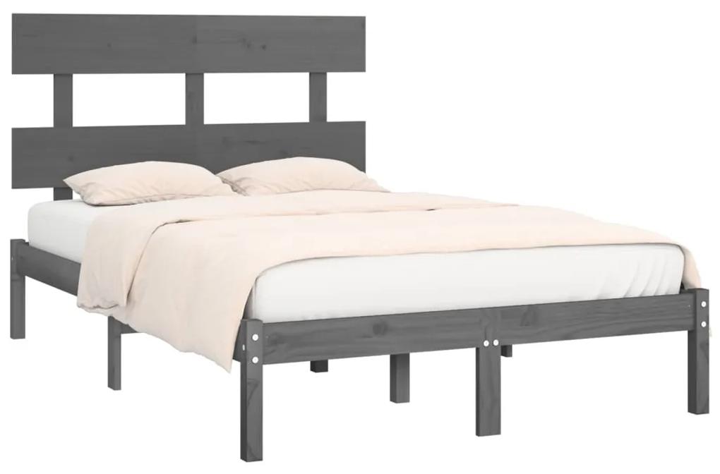 Rám postele šedý masivní dřevo 150 x 200 cm King Size,  3104680