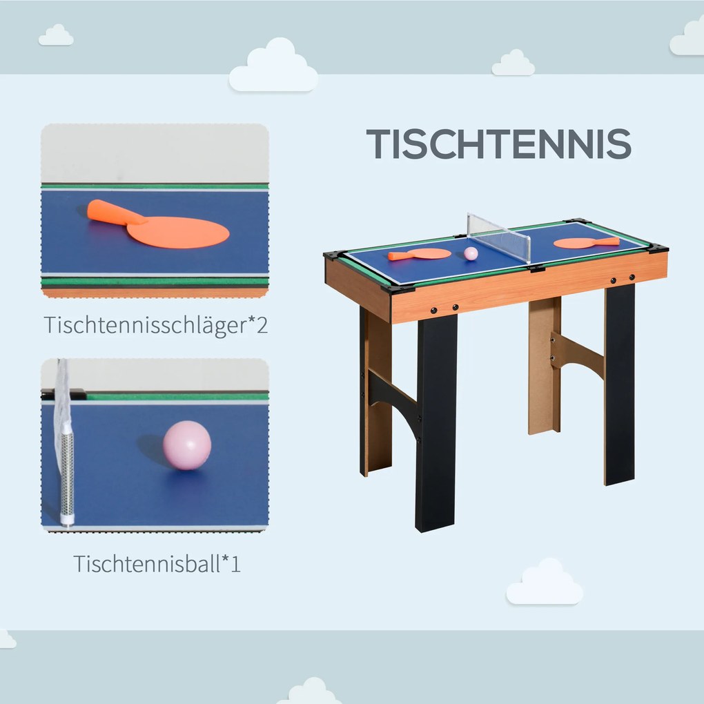 HOMCOM multiherní stůl 4 v 1 Multigame stolní fotbal stolní hokej stolní tenis kulečník multifunkční herní stůl 87x43x73cm pro zábavu