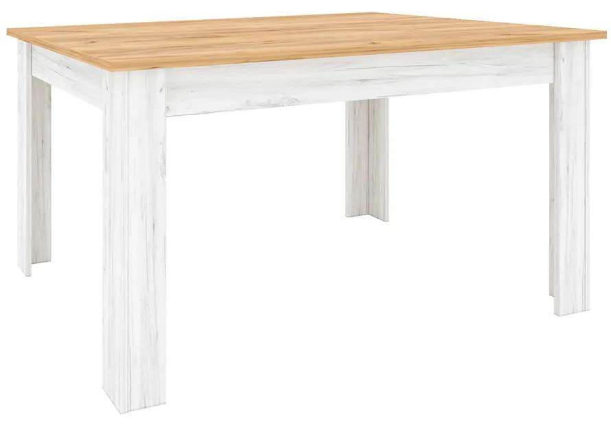 Kondela Jídelní stůl, rozkládací, dub craft zlatý/dub craft bílý, 135-184x86 cm, SUDBURY