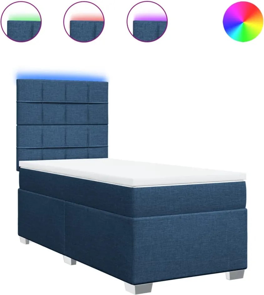 Box spring postel s matrací modrá 80x200 cm textil 3292621