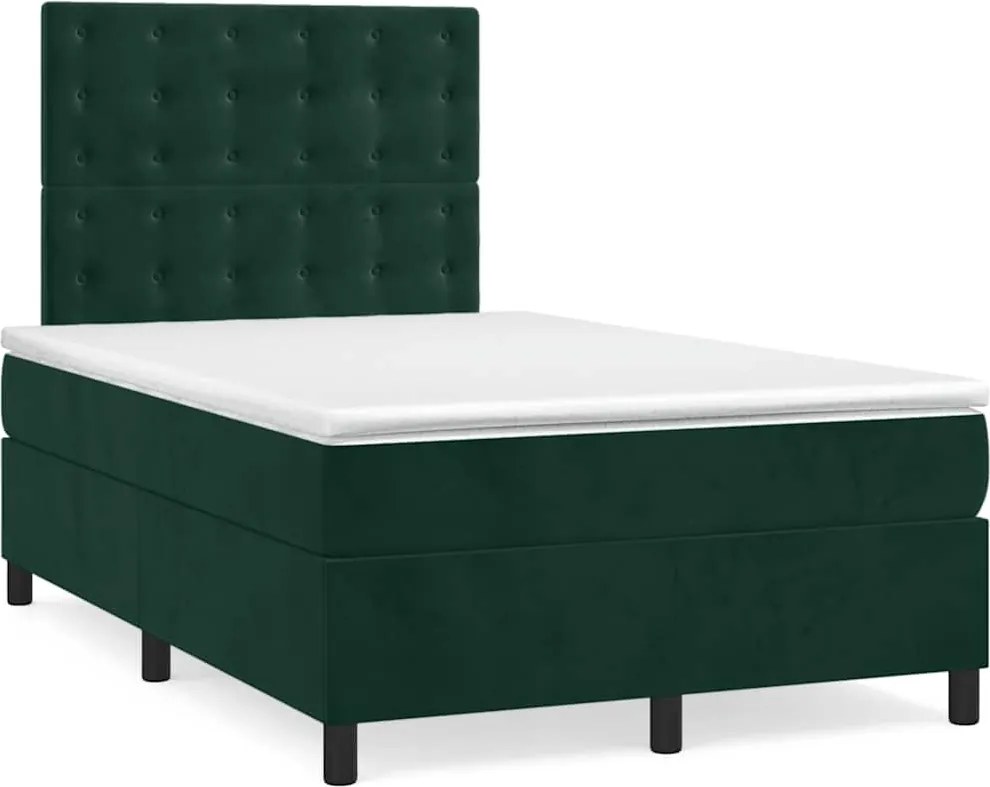 Box spring postel s matrací tmavě zelená 120 x 200 cm samet 3143256