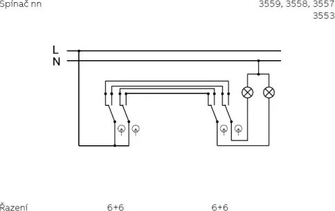 ABB Praktik vypínač č.6+6 dvojitý IP44 hnědá 3553-52929 H