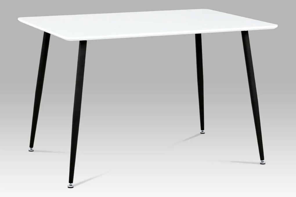 Jídelní stůl 120x80 cm, bílý mat + nohy černý lak MDT-672 WT AKCE