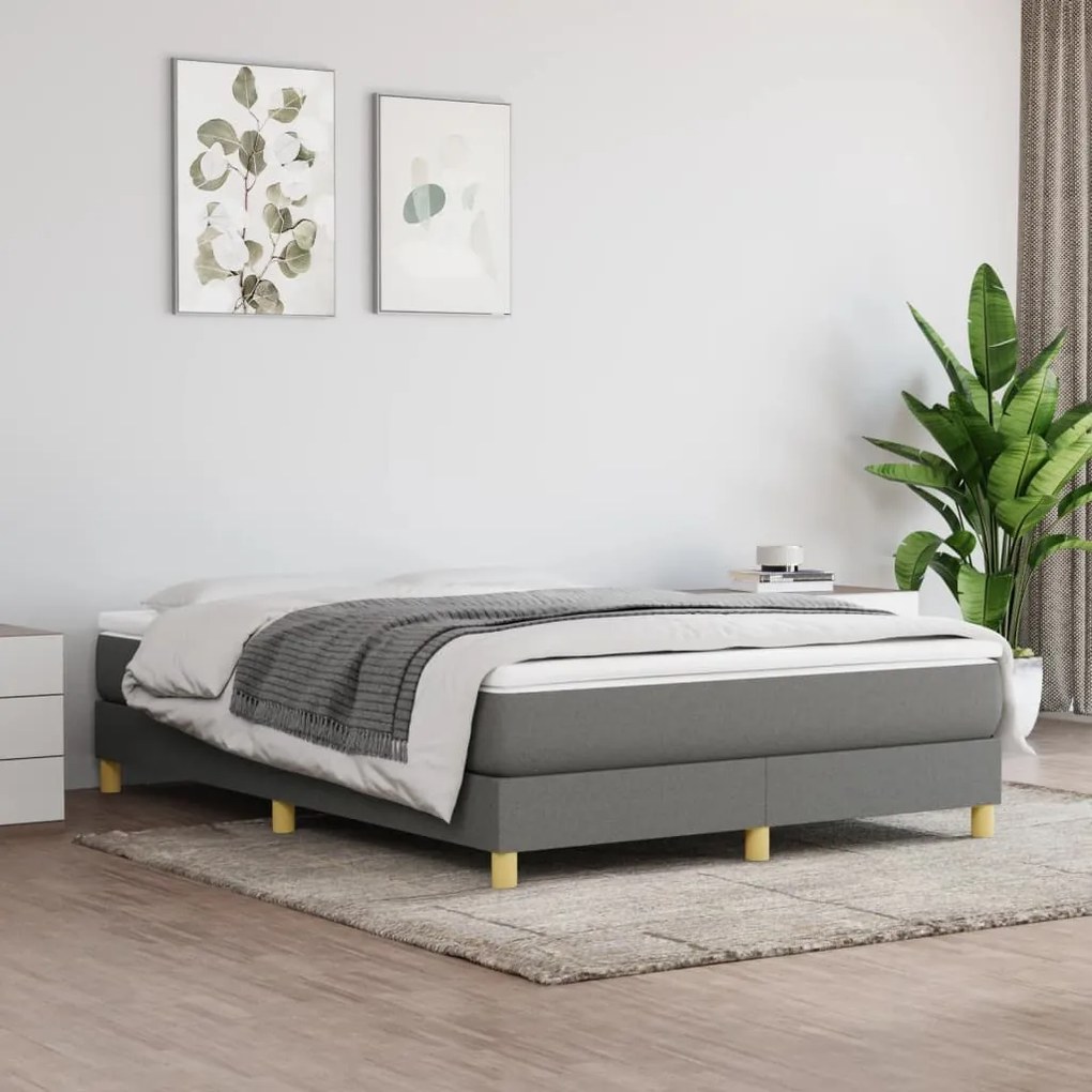 Rám postele s boxspringem tmavě šedý 140 x 190 cm textil 3120607