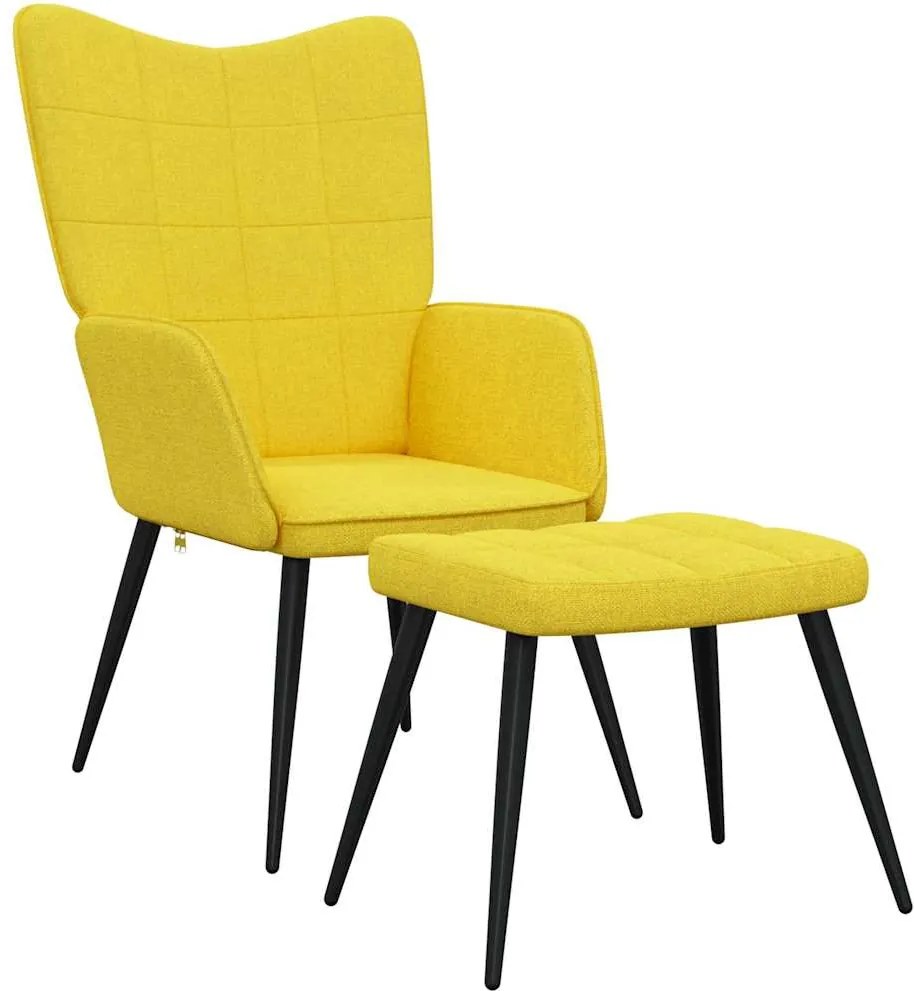 Relaxační židle se stoličkou hořčicová textil 327959