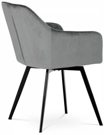Jídelní židle šedá sametová látka, kovové nohy, černý matný lak DCH-425 GREY4