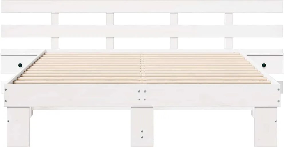 Rám postele s čelo Bílá 150 x 200 cm Masivní borové dřevo 3385686