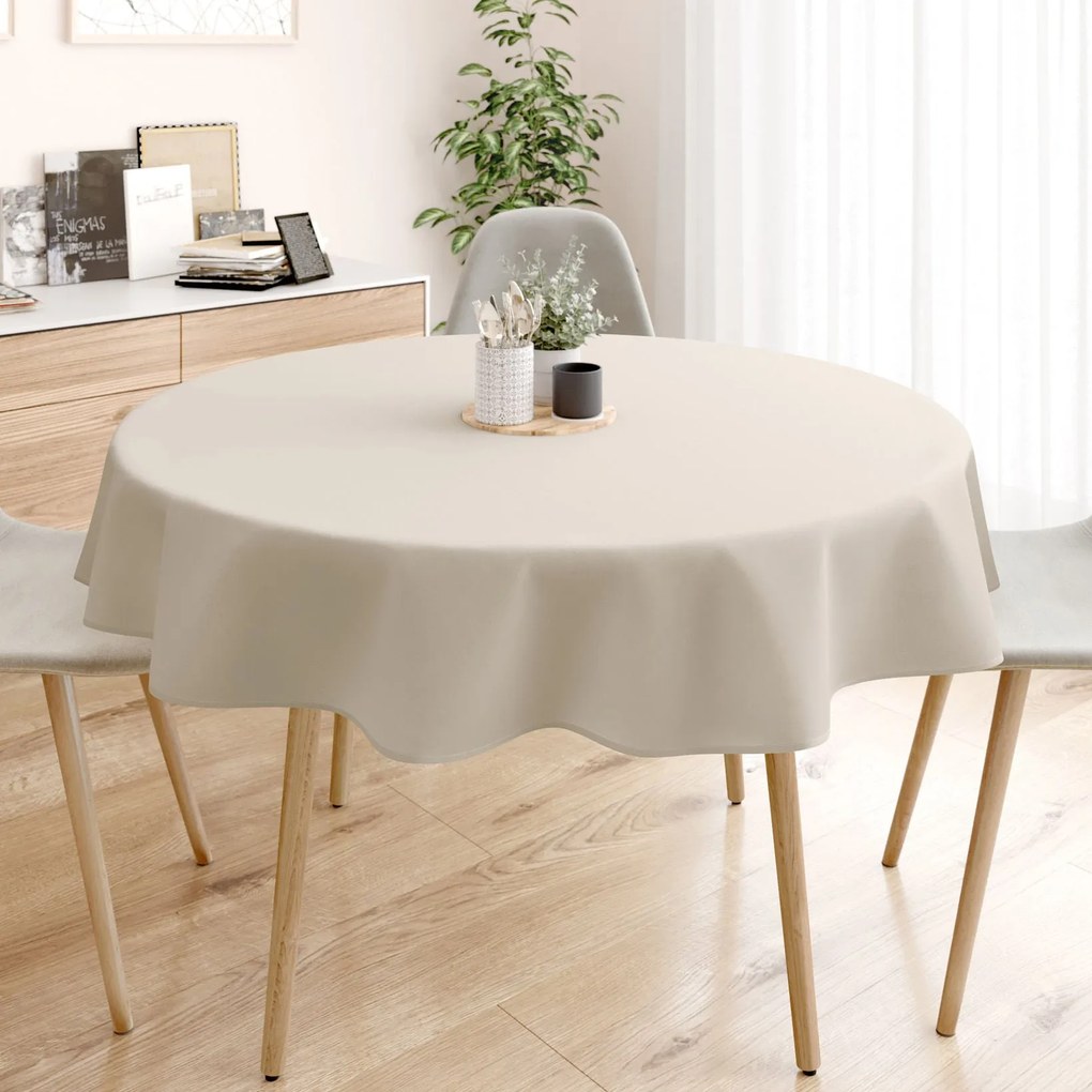 Goldea kulatý ubrus 100% bavlněné plátno - latte Ø 110 cm