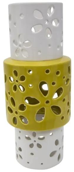 Žluto-bílá porcelánová váza Mauro Ferretti Ring